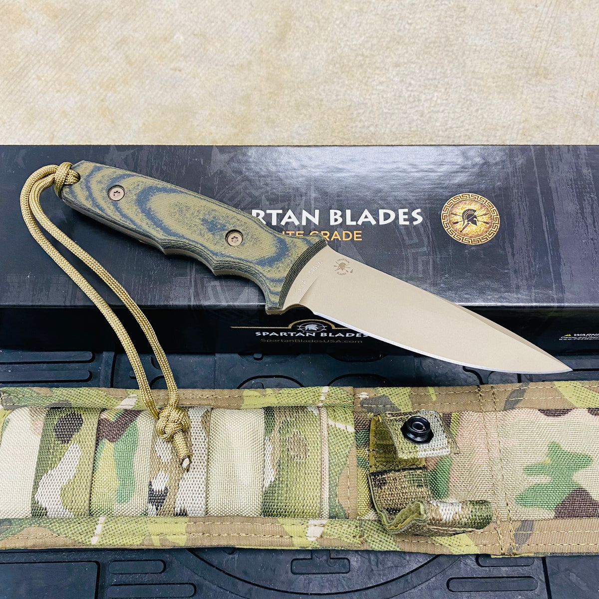 Spartan Blades Harsey Tactical Trout Flat Dark Earth Camo Handles 4.5 ...